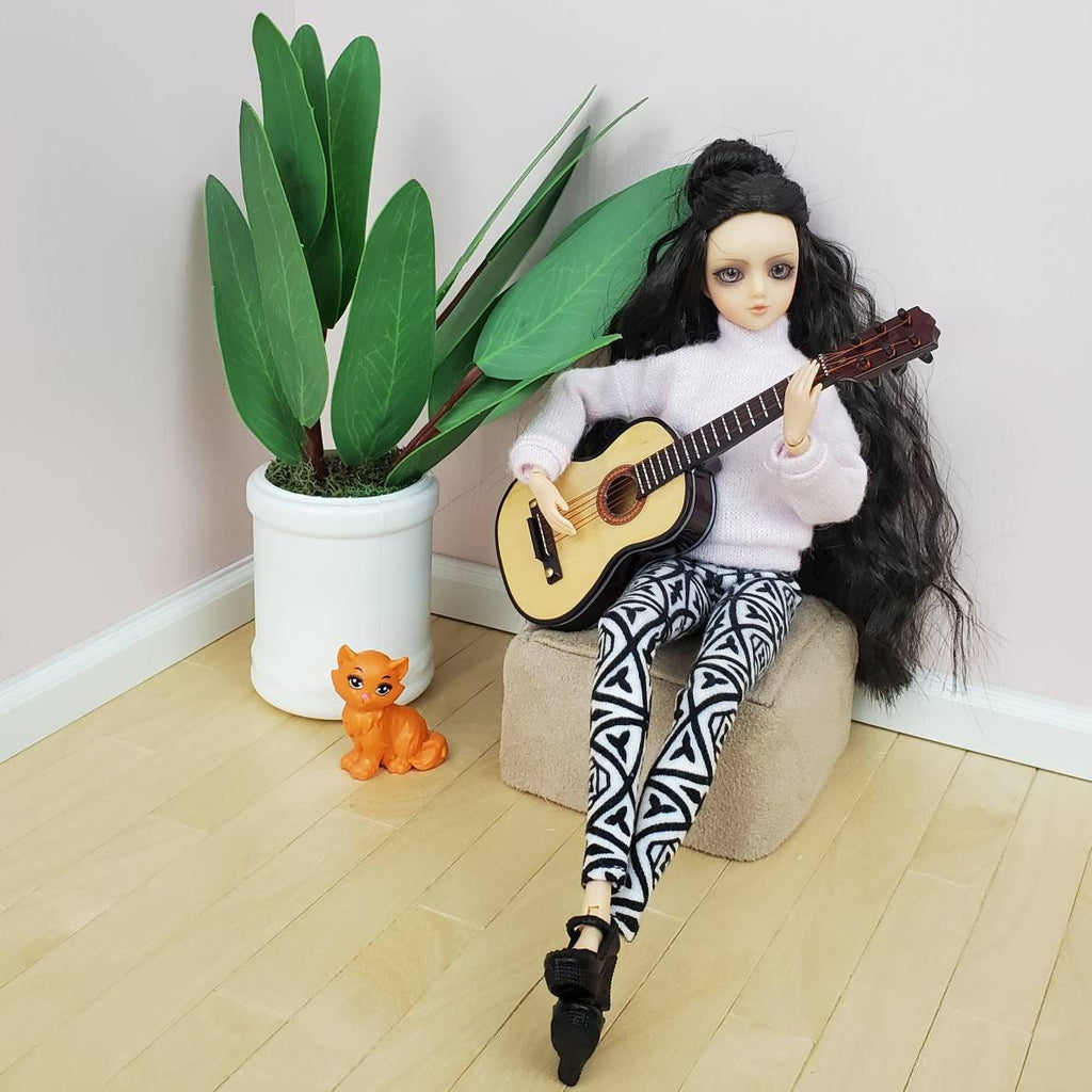 Velvet & Suede Poof Ottoman | 1:6 Scale Doll | Bitty House Miniatures